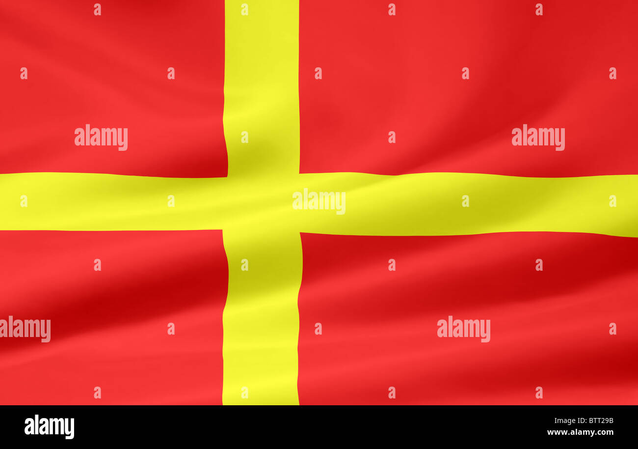High resolution flag of Scania - Sweden Stock Photo - Alamy