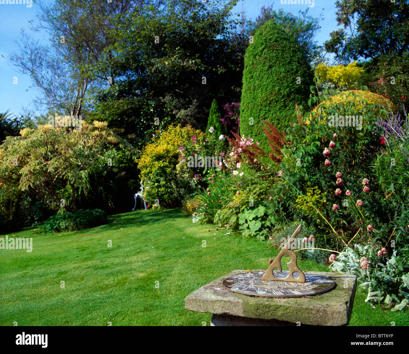 Herbaceous Border & Sundial, Heatherset, Wexford Town, Ireland Stock ...