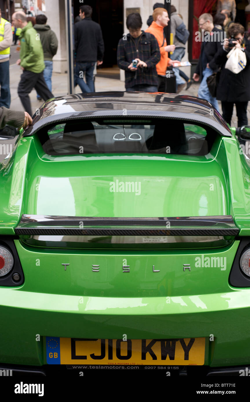 Tesla sports car on display in London's Regent Street, after the 2010 ...