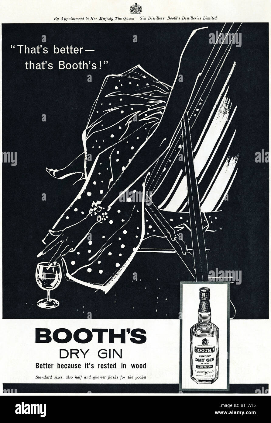 Full page advertisement in English magazine circa 1960 for Booth's Dry ...