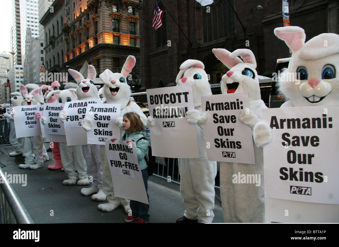 PETA Protests Use of Rabbit Fur at Armani Fifth Avenue Store Opening ...