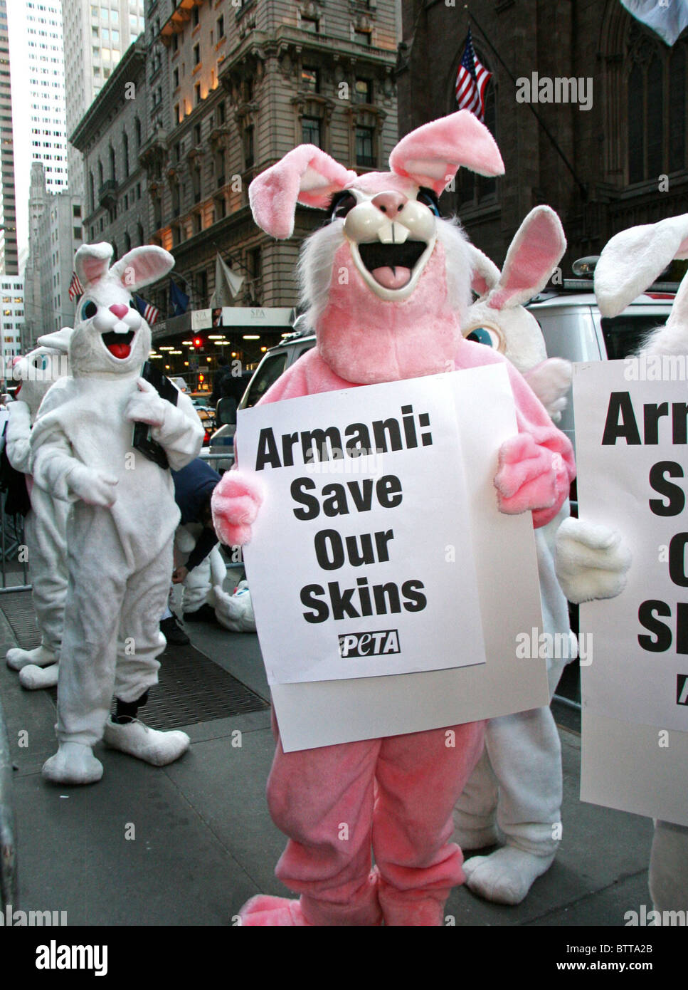 PETA Protests Use of Rabbit Fur at Armani Fifth Avenue Store Opening ...