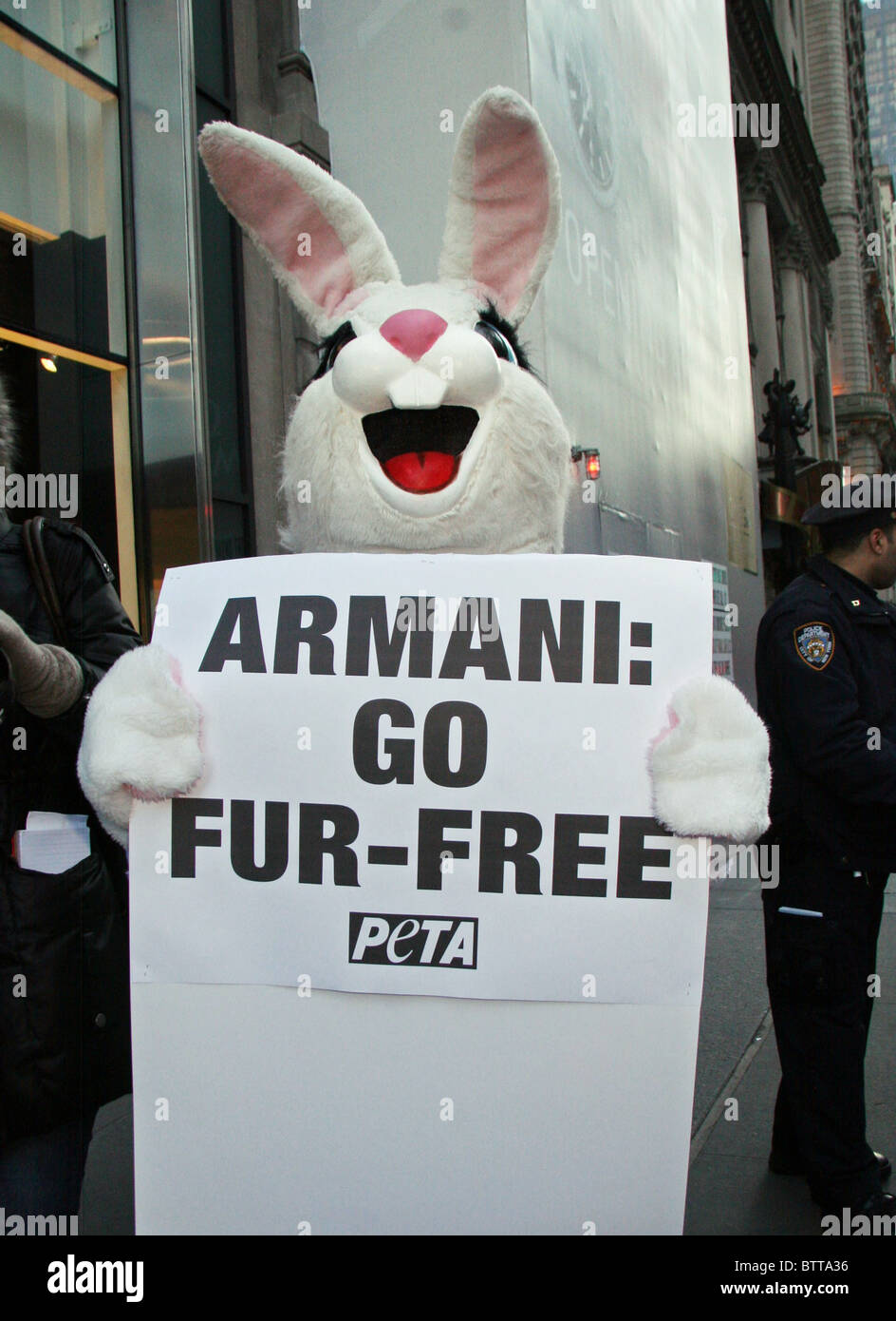 PETA Protests Use of Rabbit Fur at Armani Fifth Avenue Store Opening ...