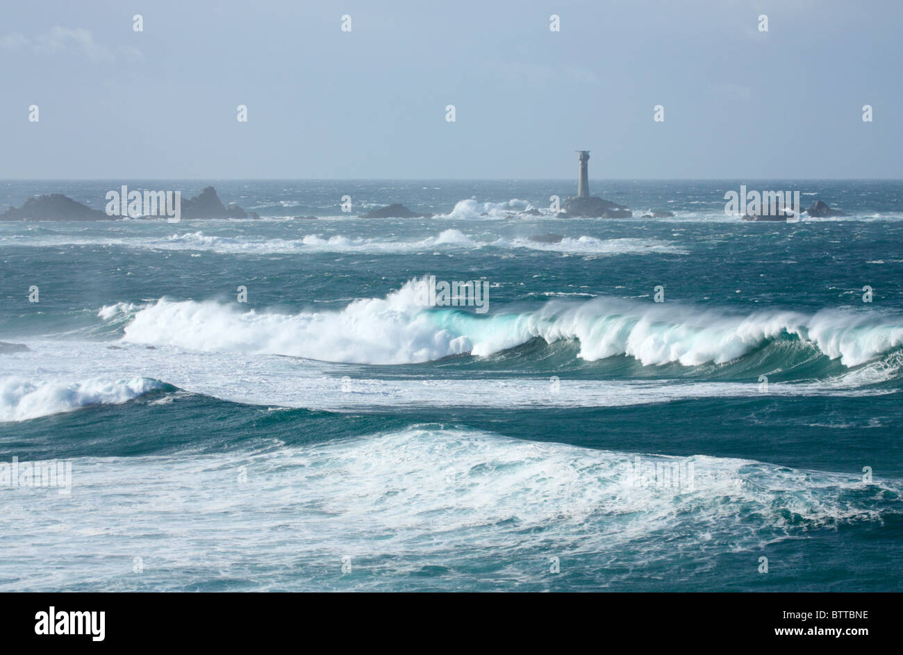 Longships lighthouse storm hi-res stock photography and images - Alamy
