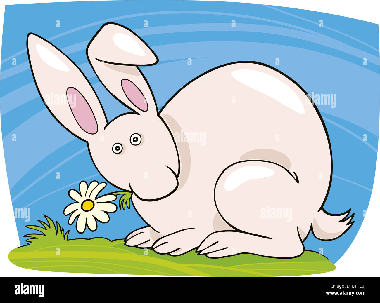 Illustration of Cute Bunny with Flower Stock Photo - Alamy