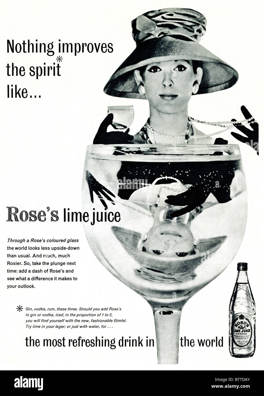 Full page advertisement in English magazine circa 1960 for Rose's lime ...