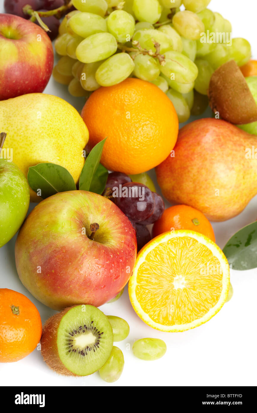 fresh fruits on the white background Stock Photo - Alamy
