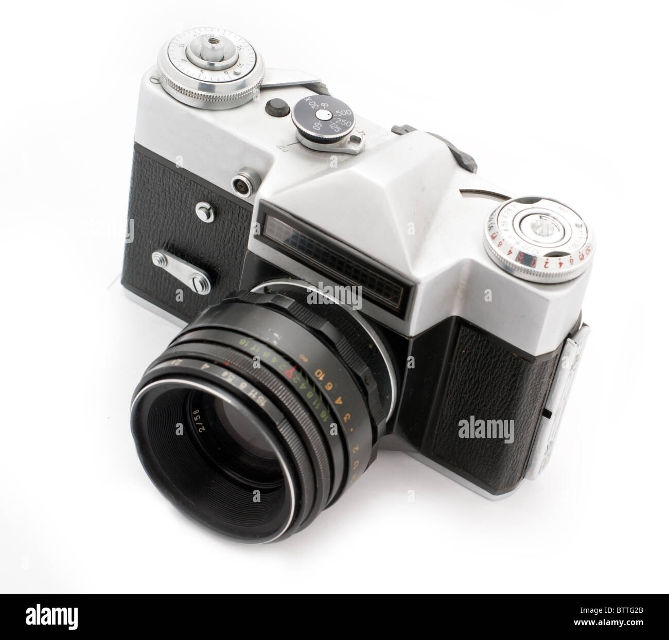 Vintage SLR photo camera isolated on white background Stock Photo - Alamy