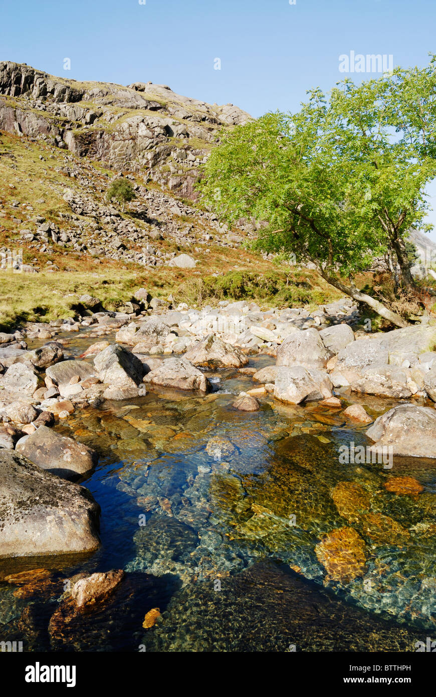 Afon Nant Peris, the river that flows through the Llanberis Pass and ...