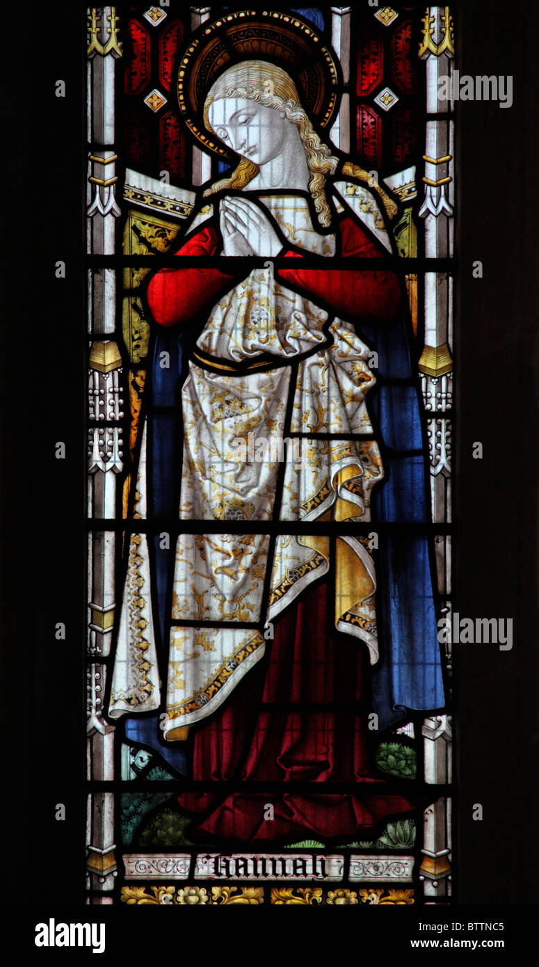 A stained glass window by Clayton & Bell depicting Saint Hannah, Mother ...