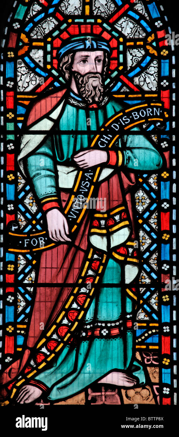 A stained glass window depicting the Old Testament Prophet Isaiah Stock ...