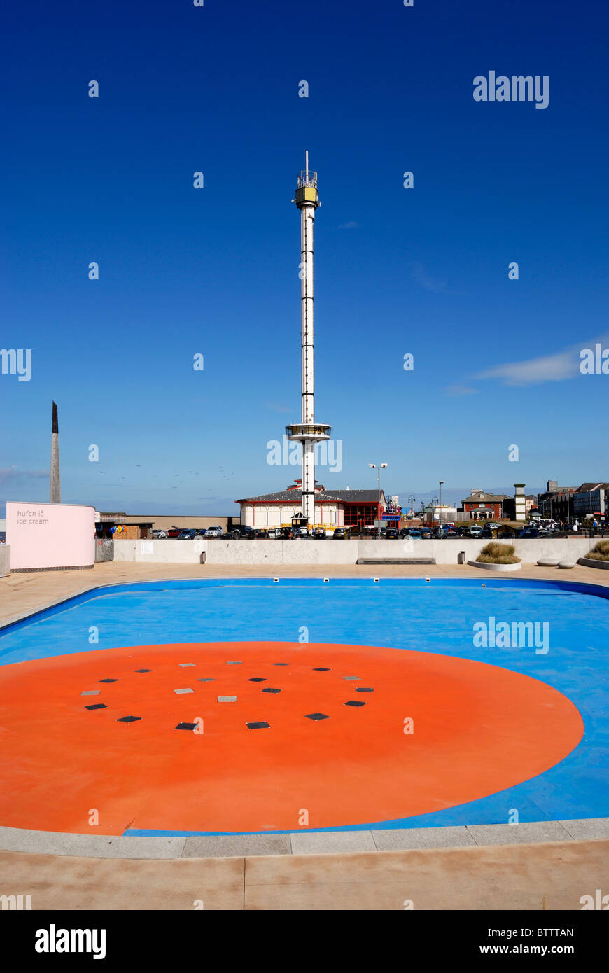 The Sky Tower on the promenade in the coastal resort town of Rhyl ...