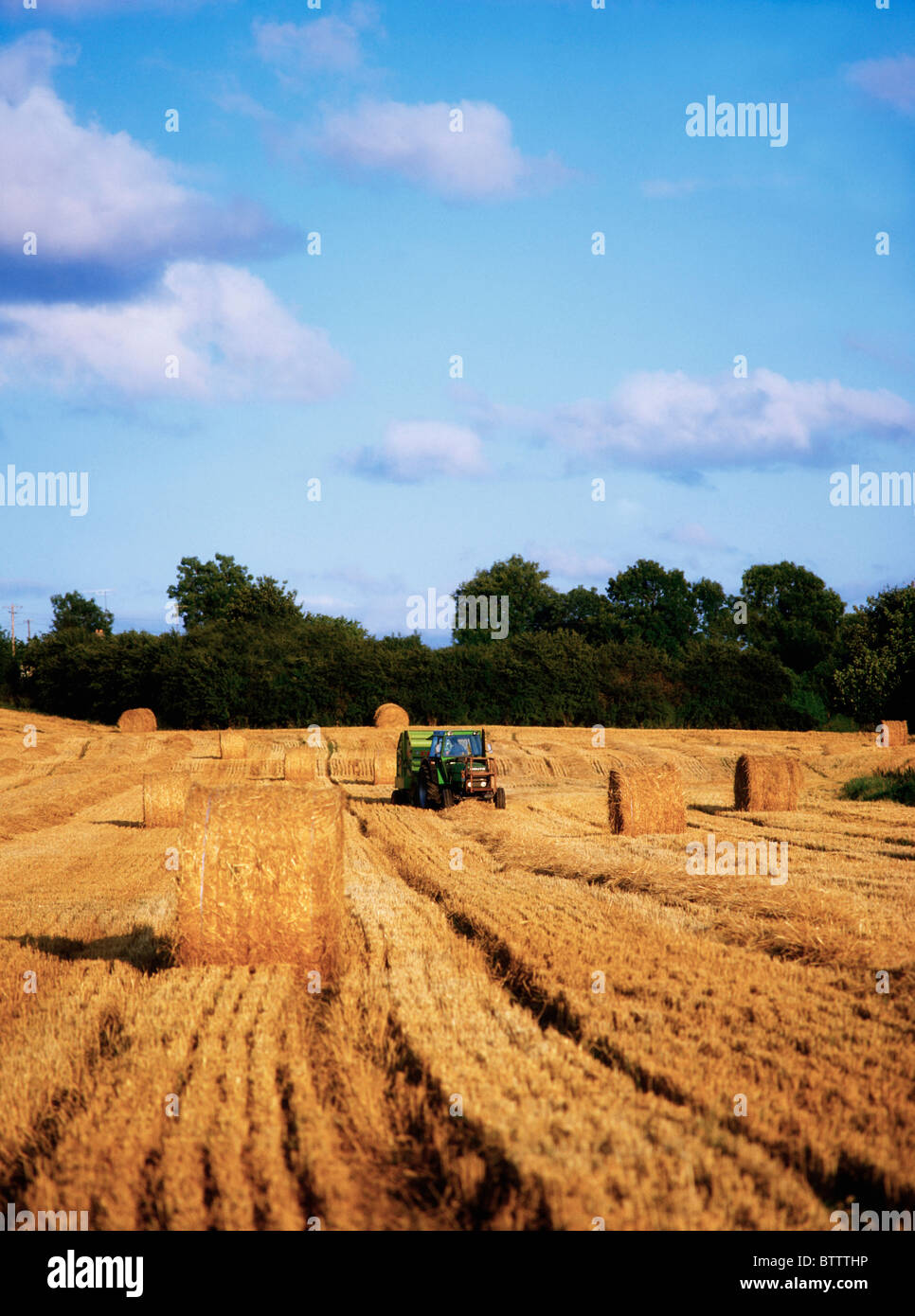 Tractors in field straw baling hi-res stock photography and images - Alamy
