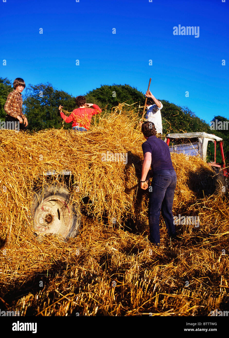 Straw Baling; People Working On A Farm Stock Photo - Alamy
