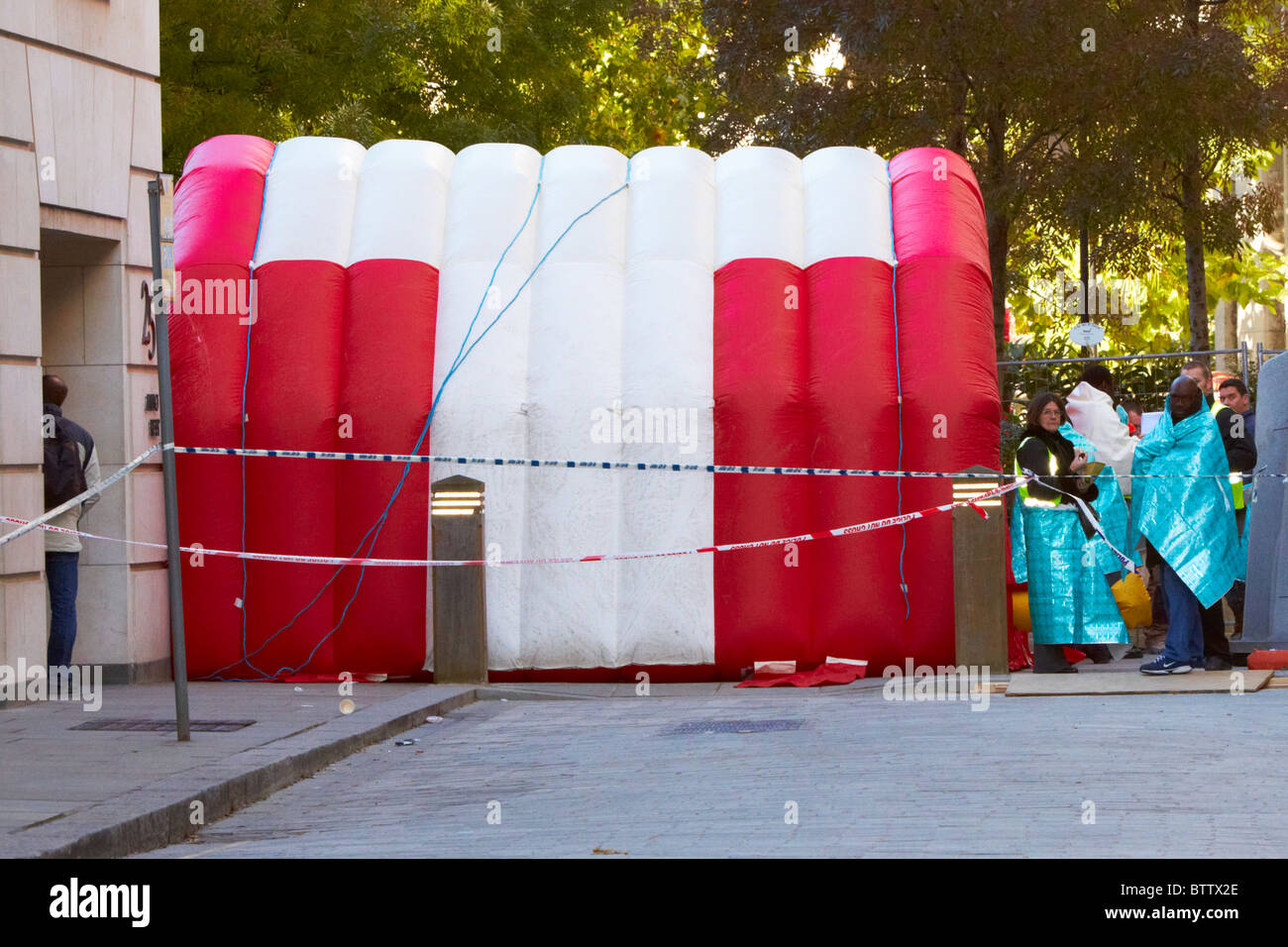 A decontamination set up tent after a nearby chemical spill Stock Photo ...