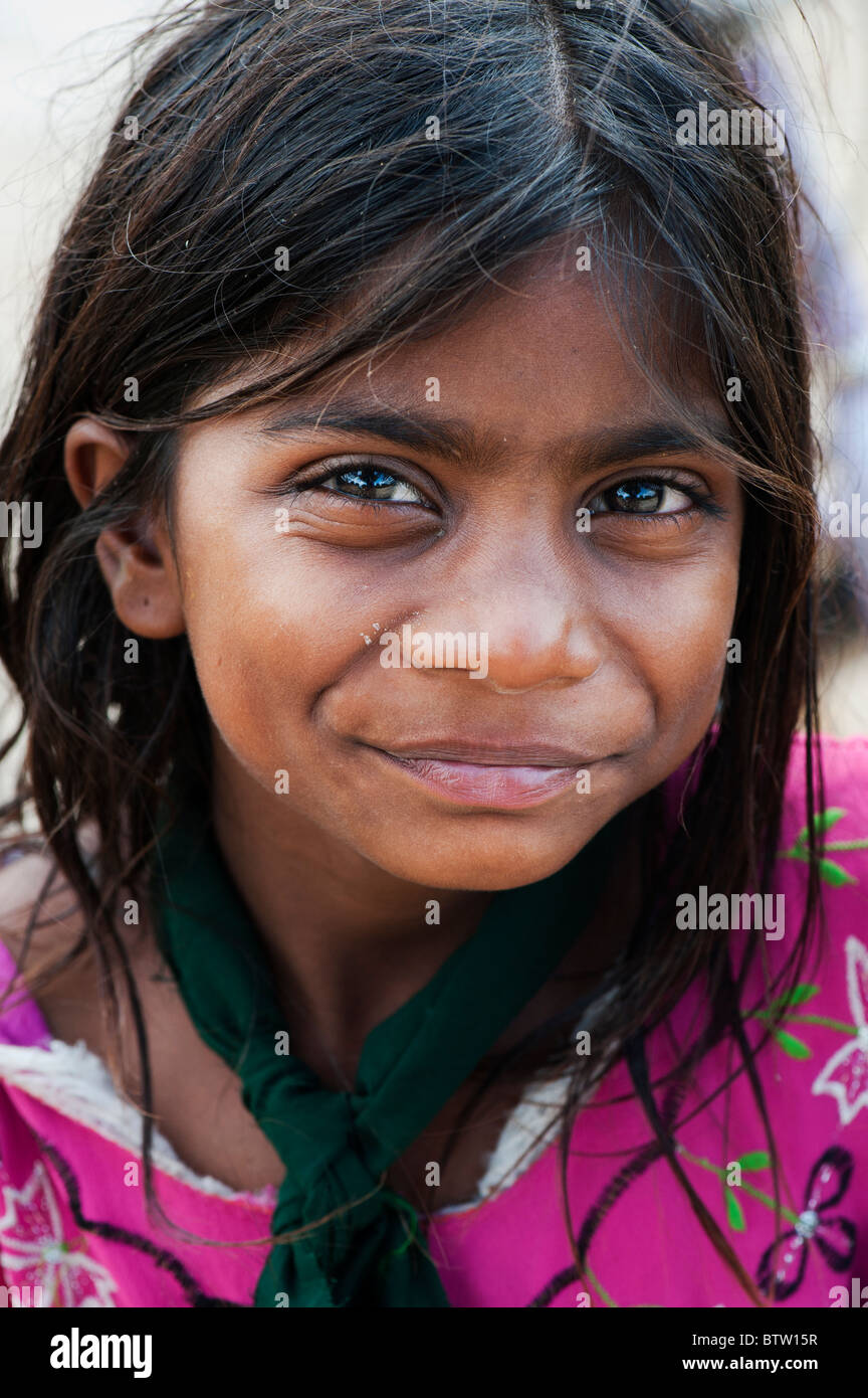 Poor indian girl with a happy smile. India Stock Photo - Alamy