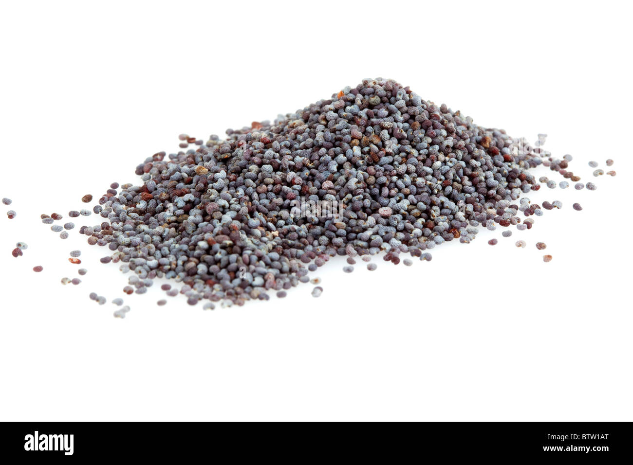 heap of blue poppy seeds on white background Stock Photo - Alamy