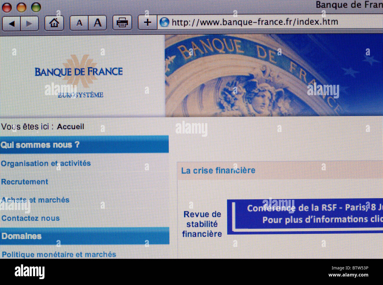 Screenshot of Banque de France internet banking website Stock Photo - Alamy