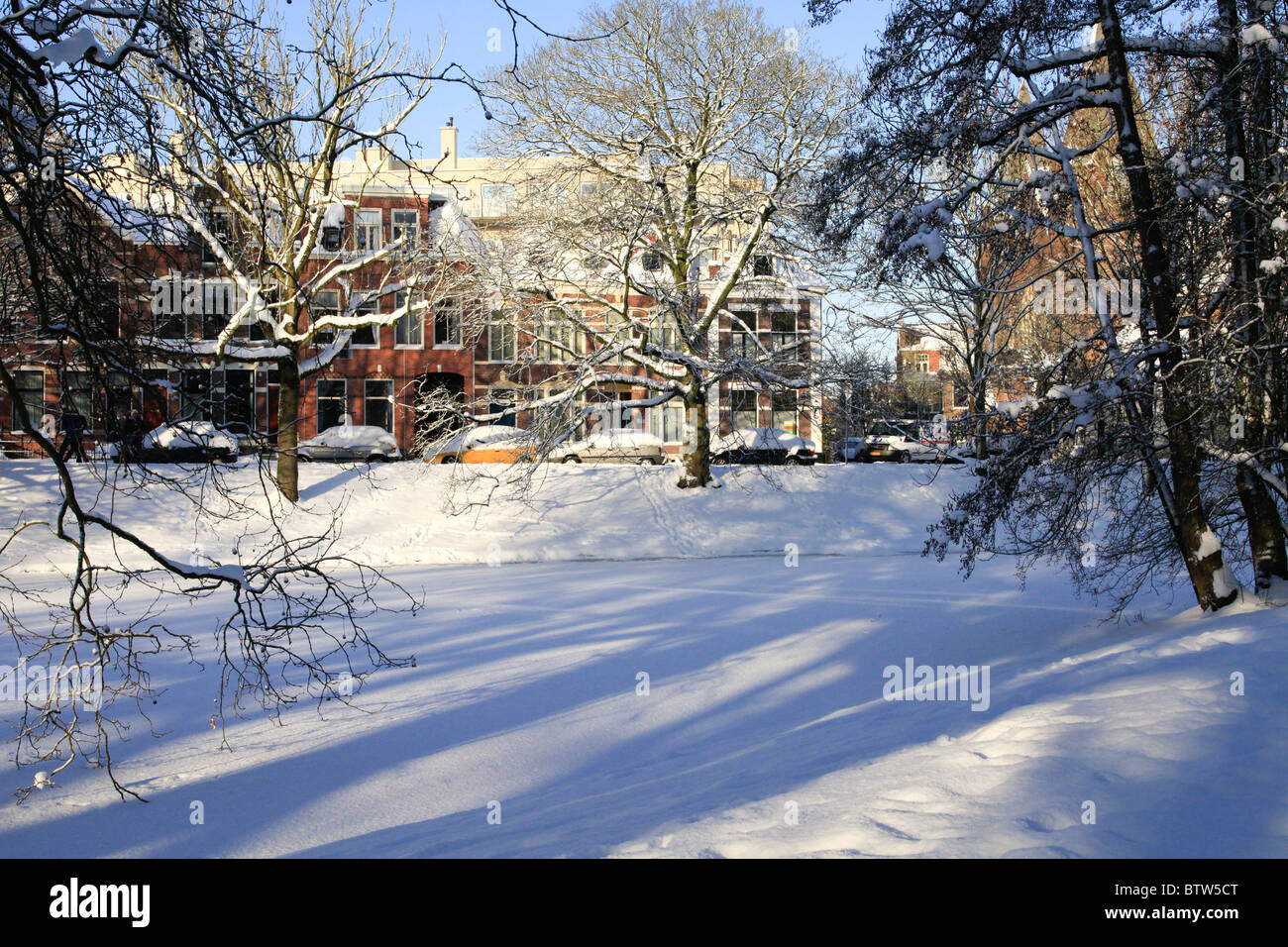 Park in the winter with snow Stock Photo - Alamy
