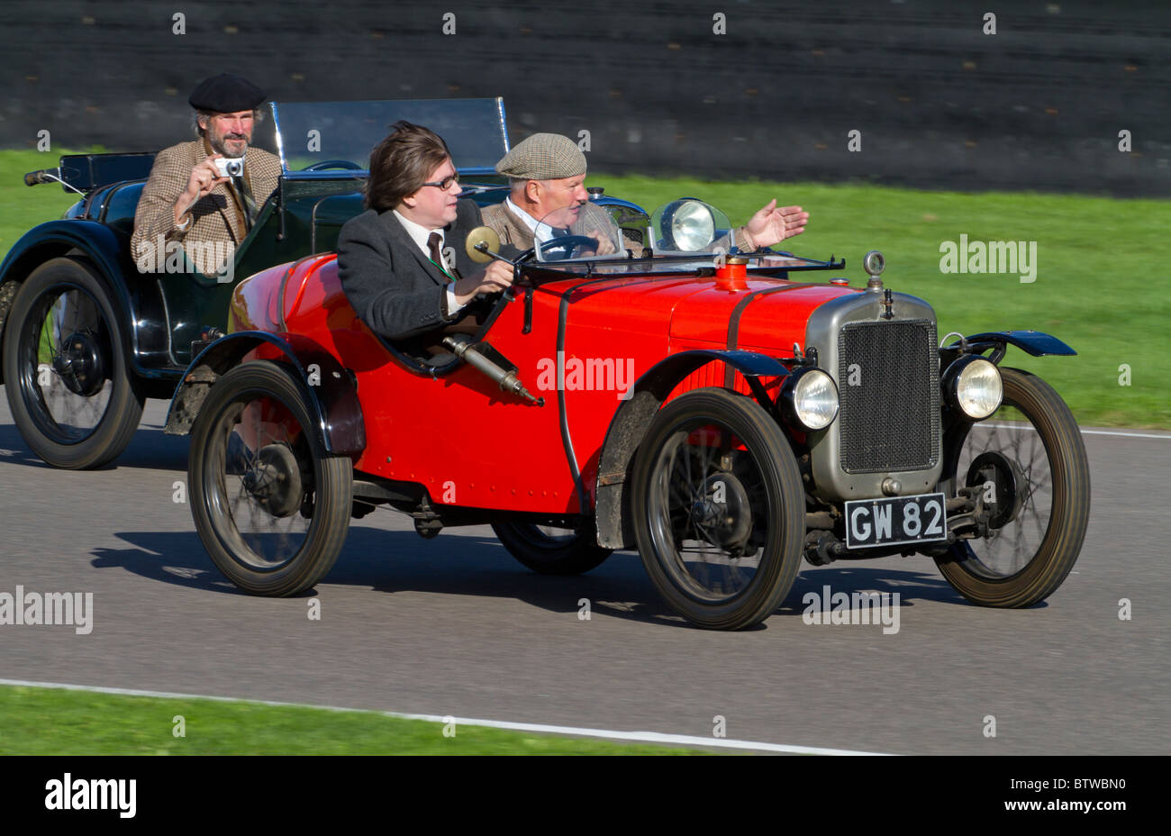 The one time 1930's Brooklands racing MG, GW82, parades at Goodwood Revival, Sussex, England, UK ...