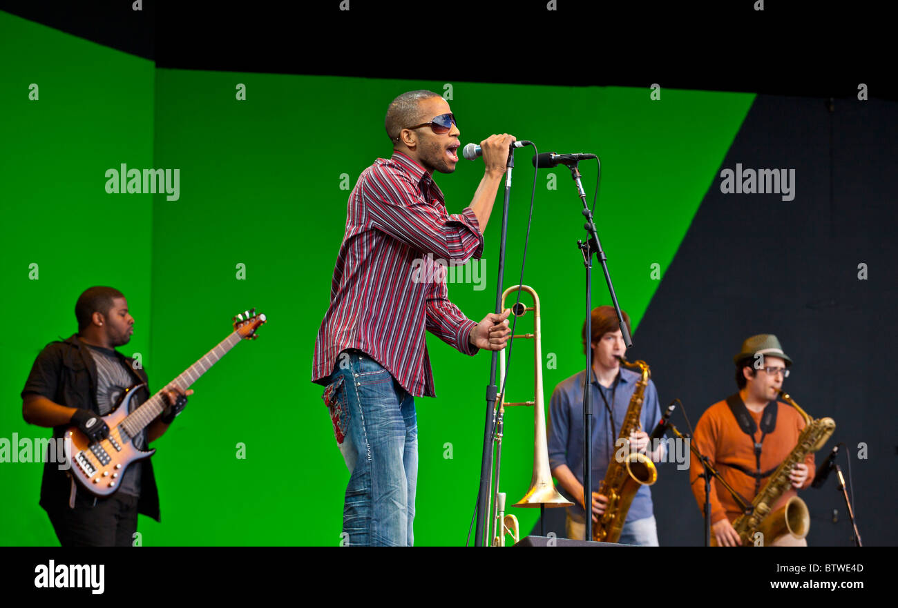 TROY ANDREWS know as TROMBONE SHORTY preforms with his band on the ...
