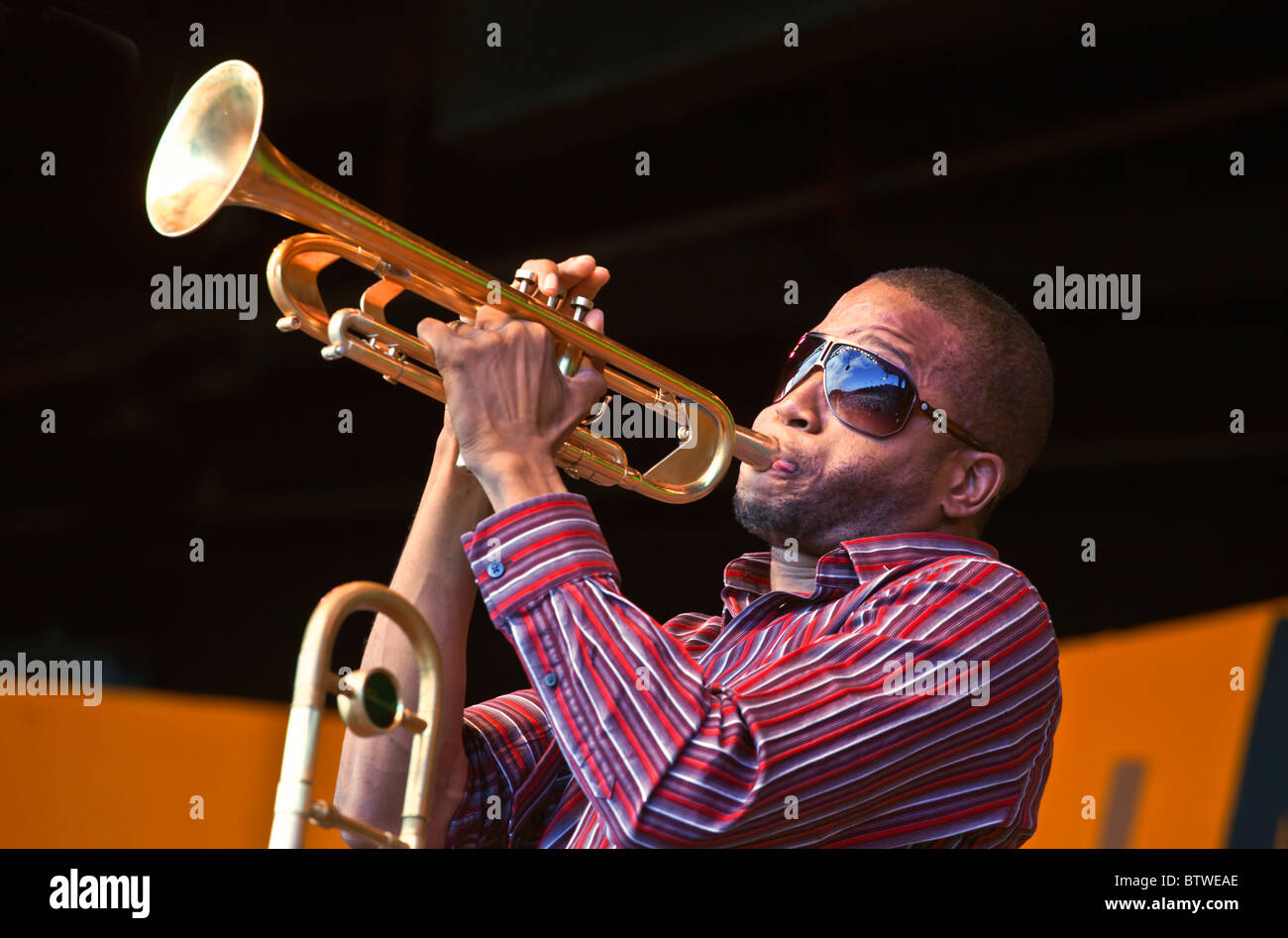 TROY ANDREWS know as TROMBONE SHORTY performs with his band on the ...