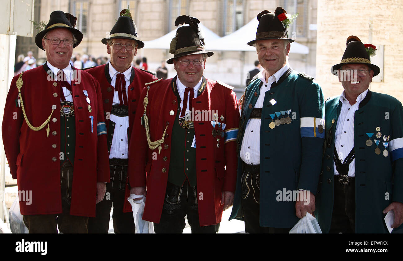 men wearing traditional Bavarian Tunics while visiting the Vatican Rome ...