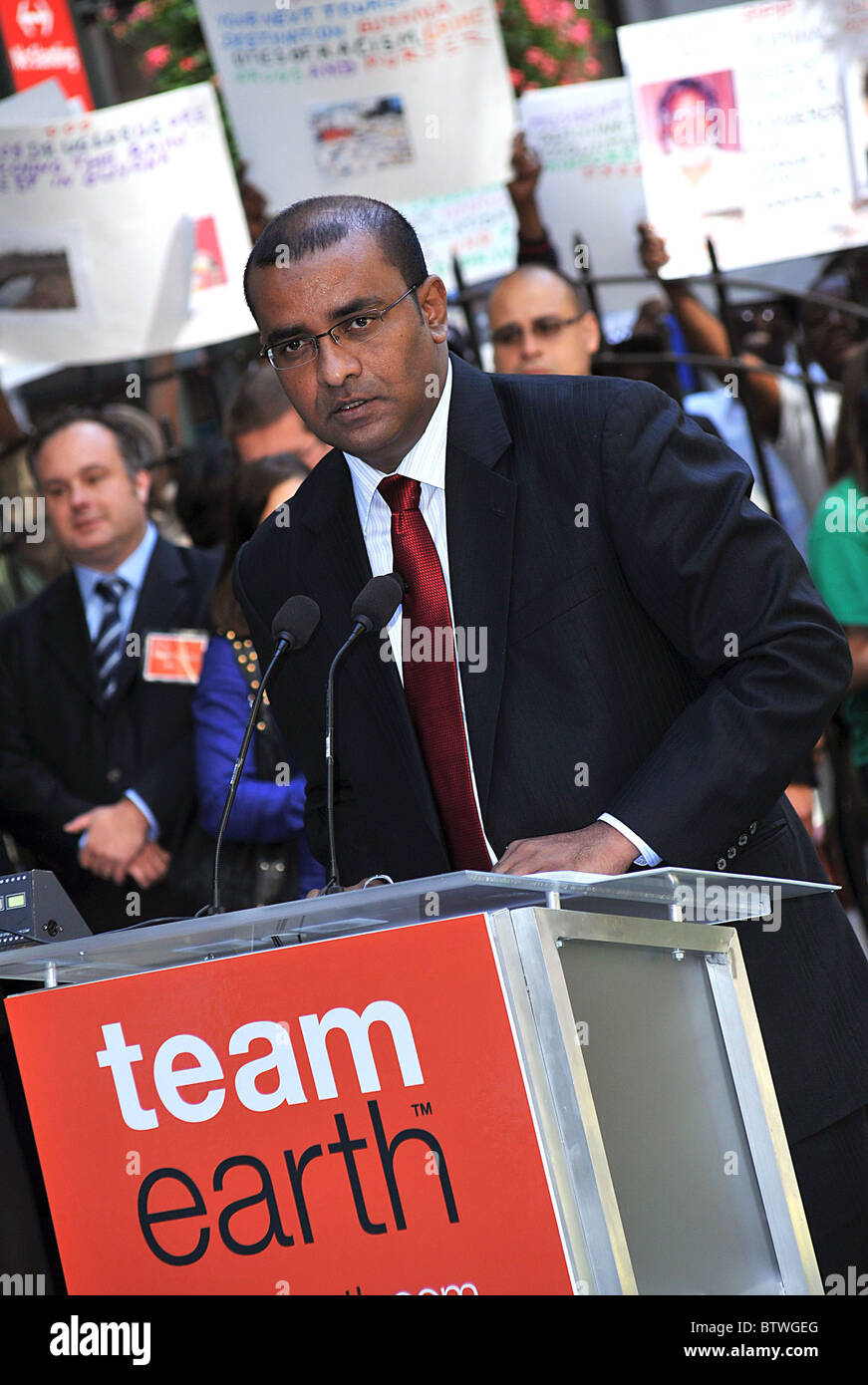 Team Earth Announcement to Promote Forest Protection Stock Photo - Alamy