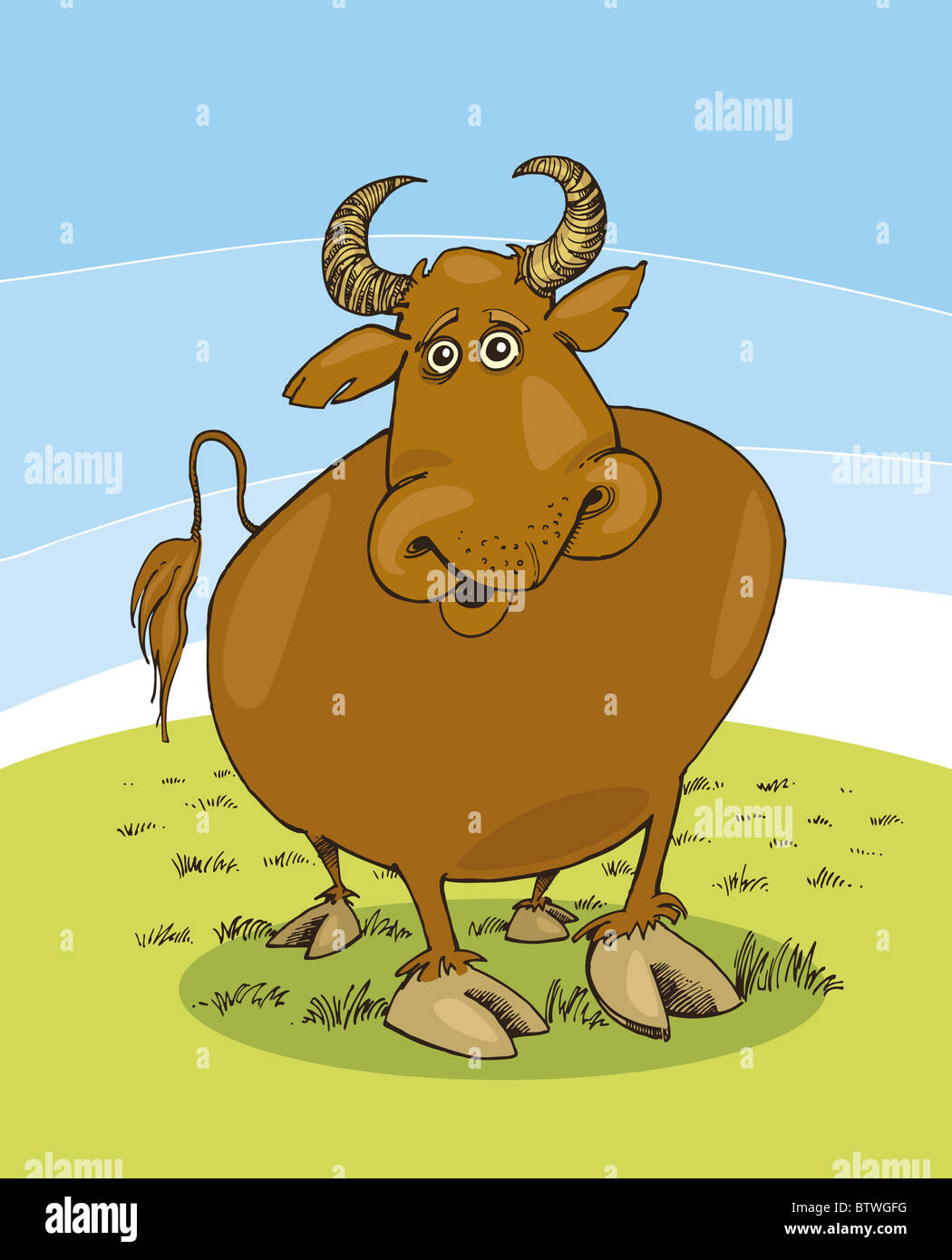 Illustration of funny bull Stock Photo - Alamy