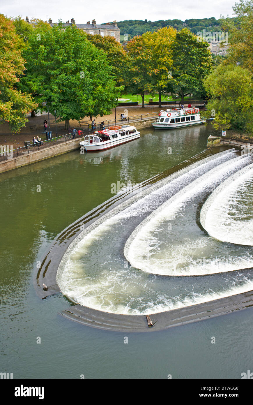 White water over weir across River Avon in Bath Somerset England UK EU ...