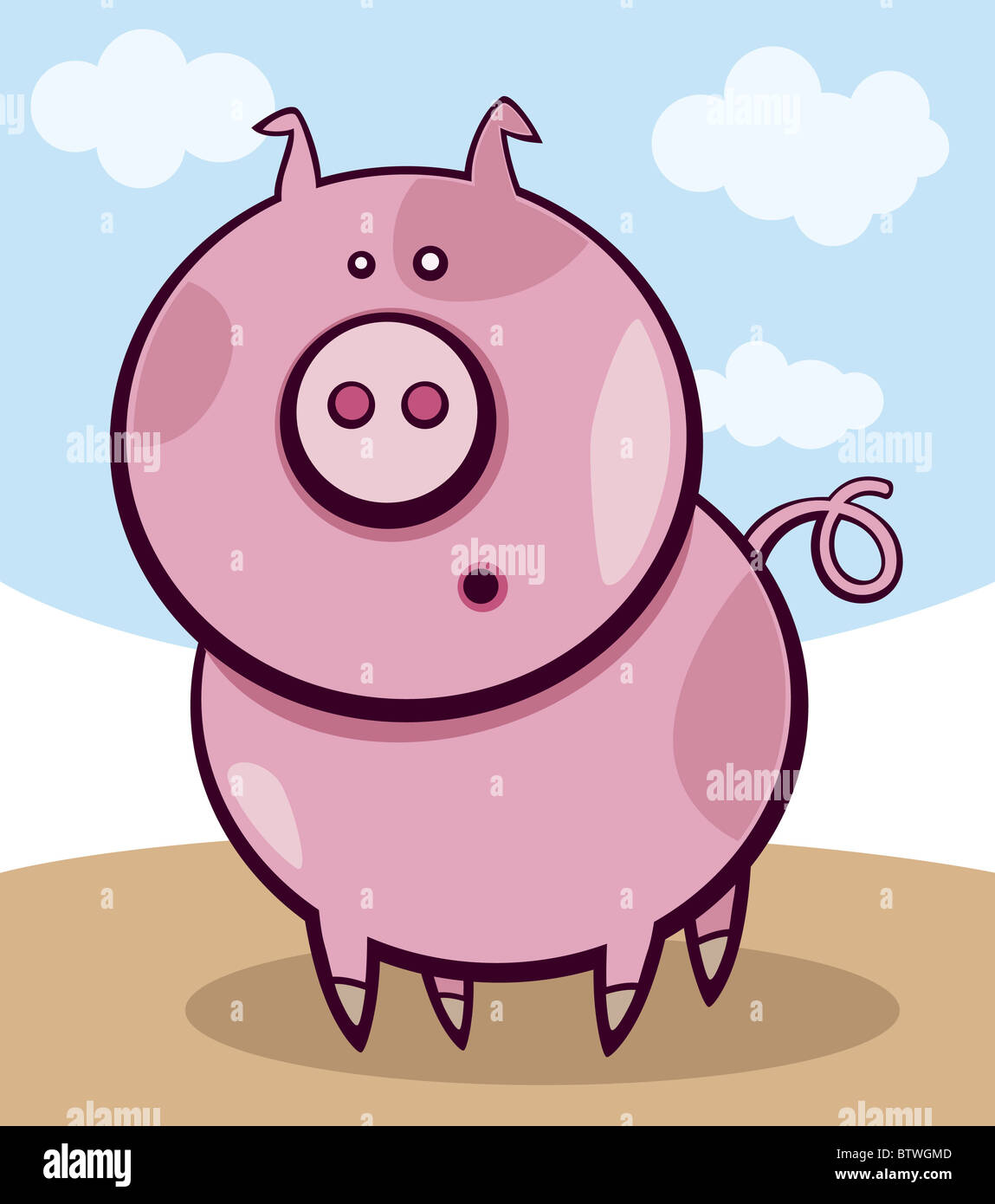 Cartoon illustration of funny surprised pig Stock Photo - Alamy