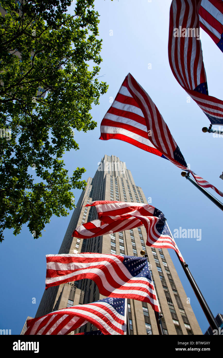 National flags outside the rockefeller center hi-res stock photography ...