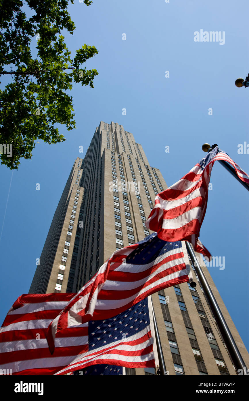National flags outside the rockefeller center hi-res stock photography ...