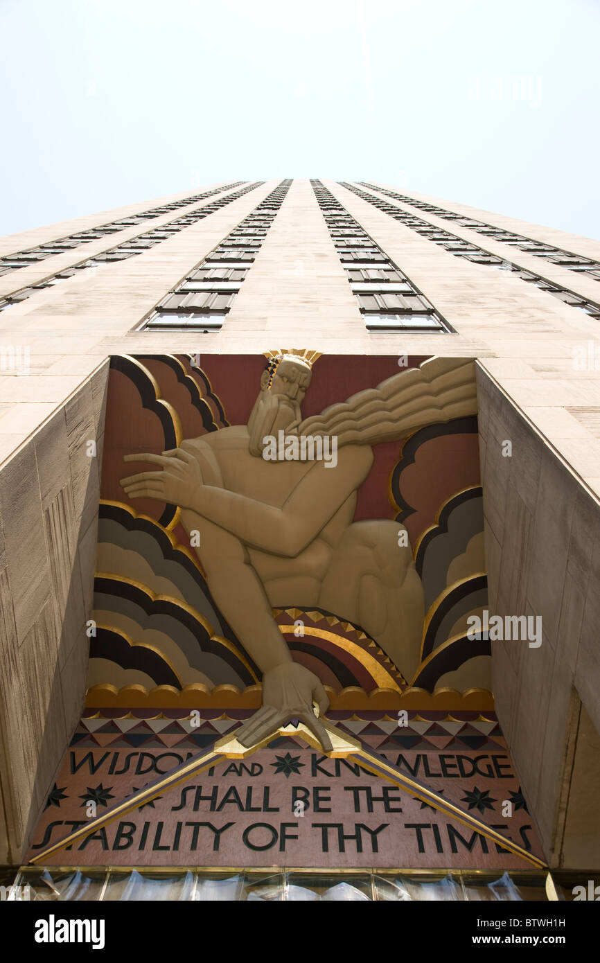 GE Building at the Rockefeller Center with the slogan 'Wisdom and ...