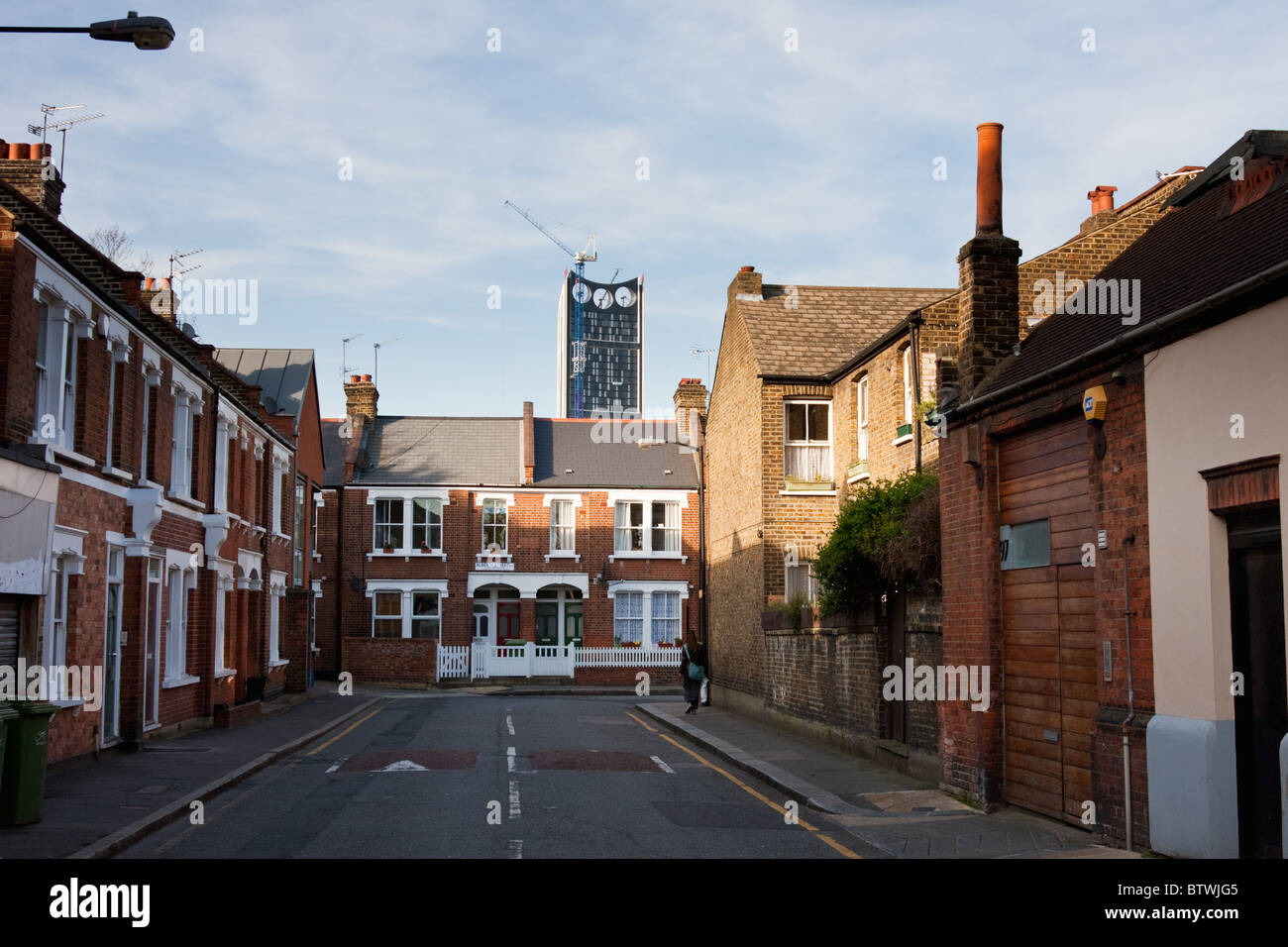 Brick houses & Strata Tower in Kennington, South London Stock Photo - Alamy