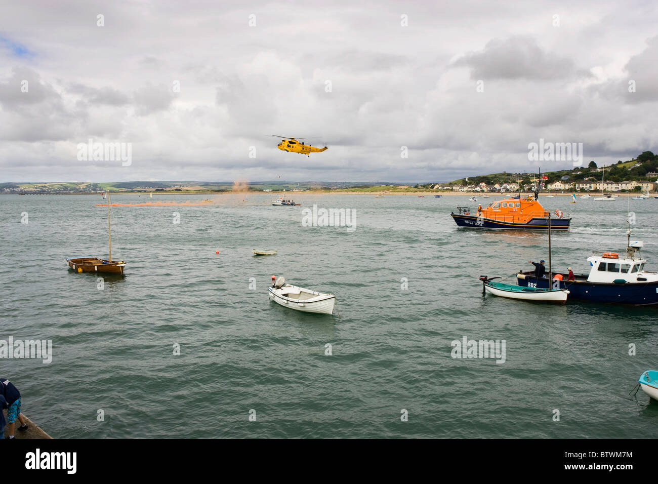 RAF Sea King search and rescue helicopter with RNLI lifeboat ...