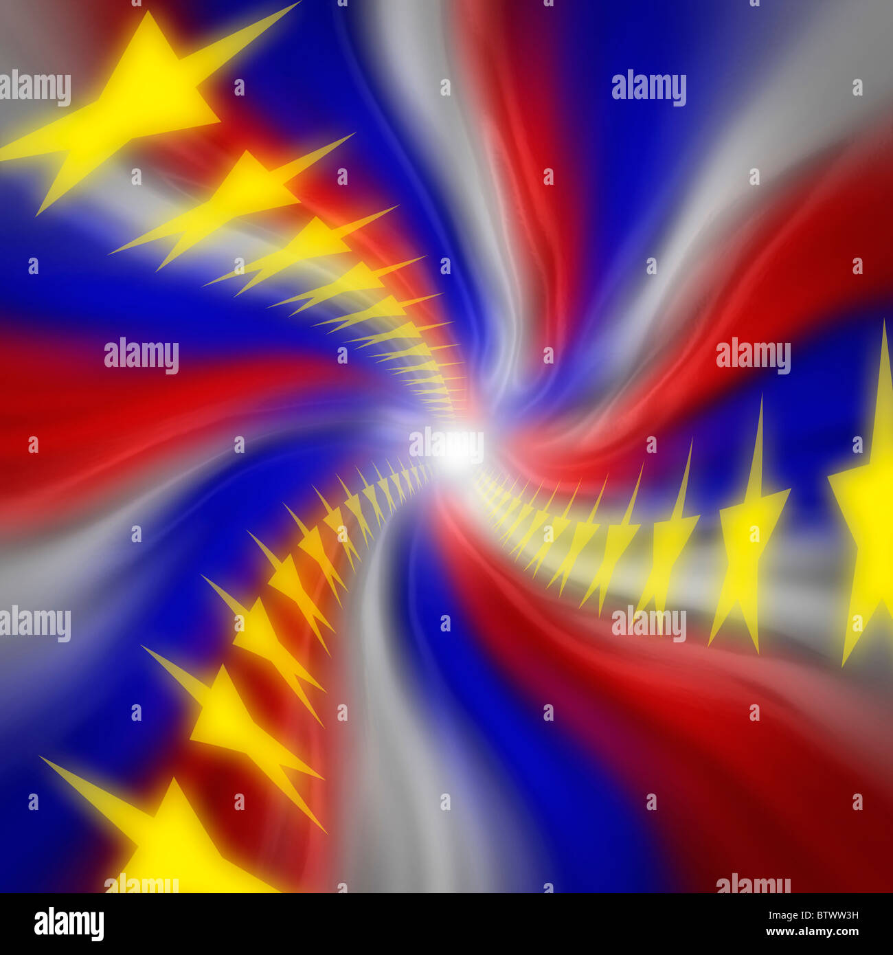 American patriotic red white and blue vortex with gold stars flowing ...