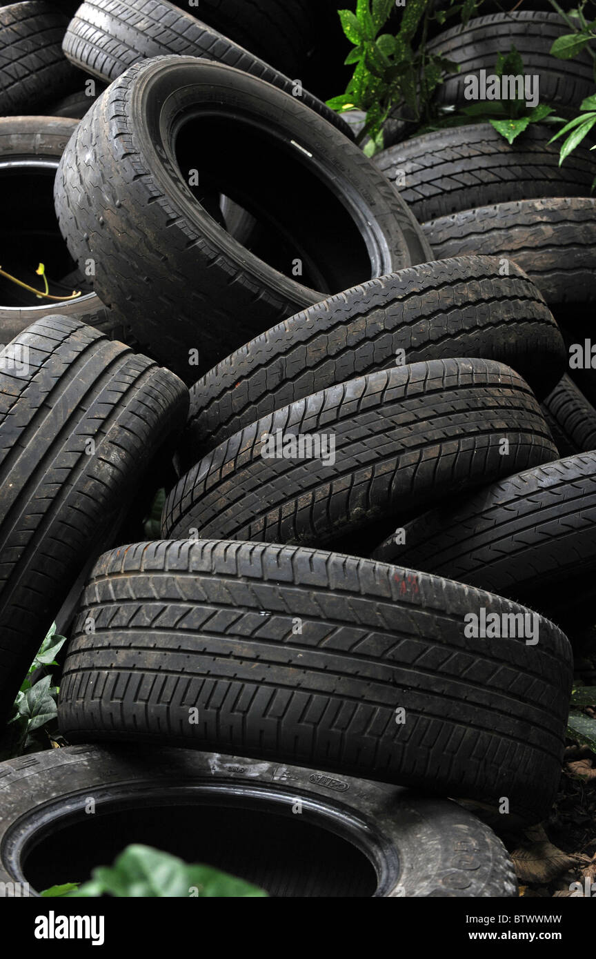 A large pile of fly tipped tyres dumped on waste ground in Brighton ...