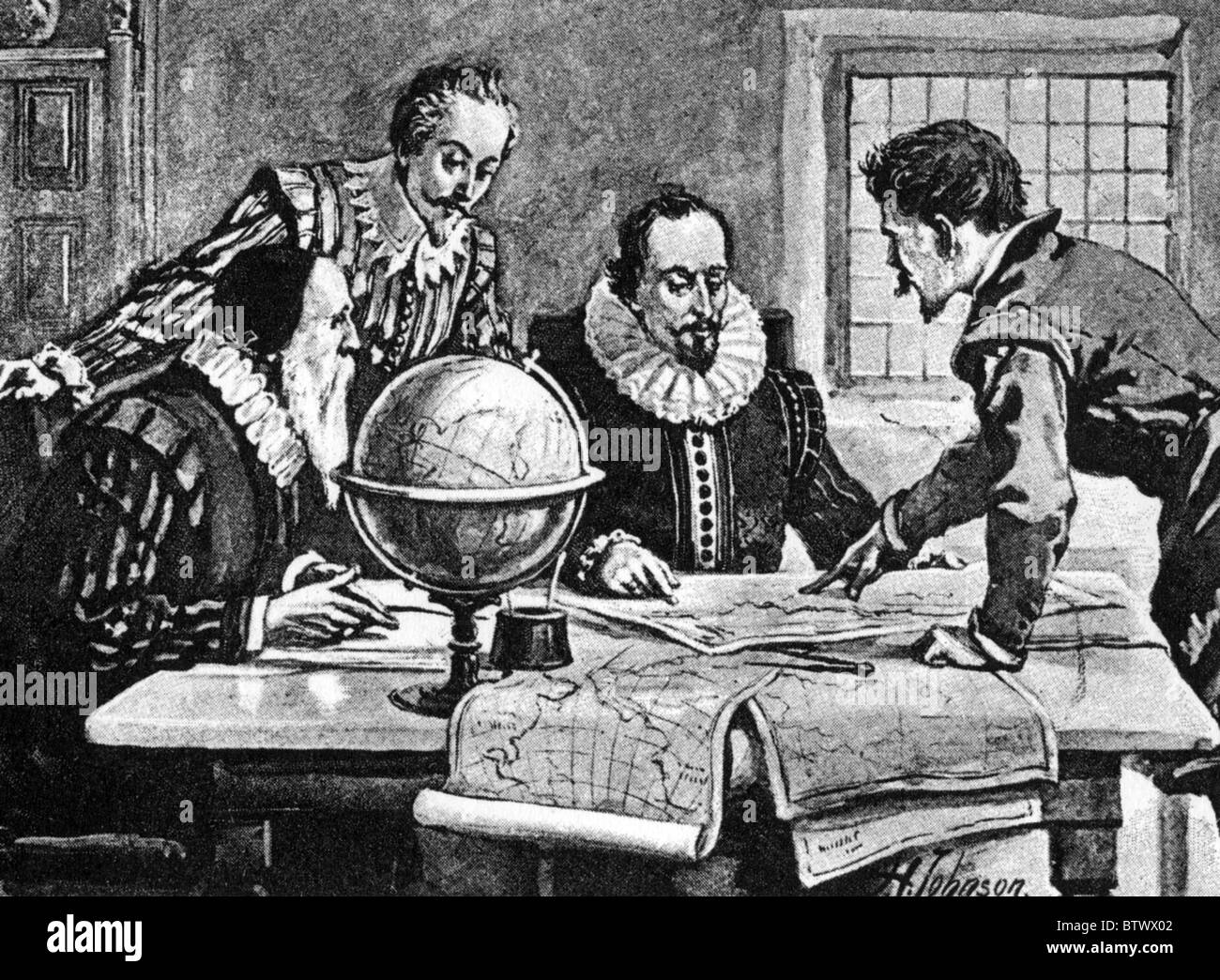 SIR HUMPHREY GILBERT (c 1539- 1583) plans an expedition to search for the North West Passage in ...