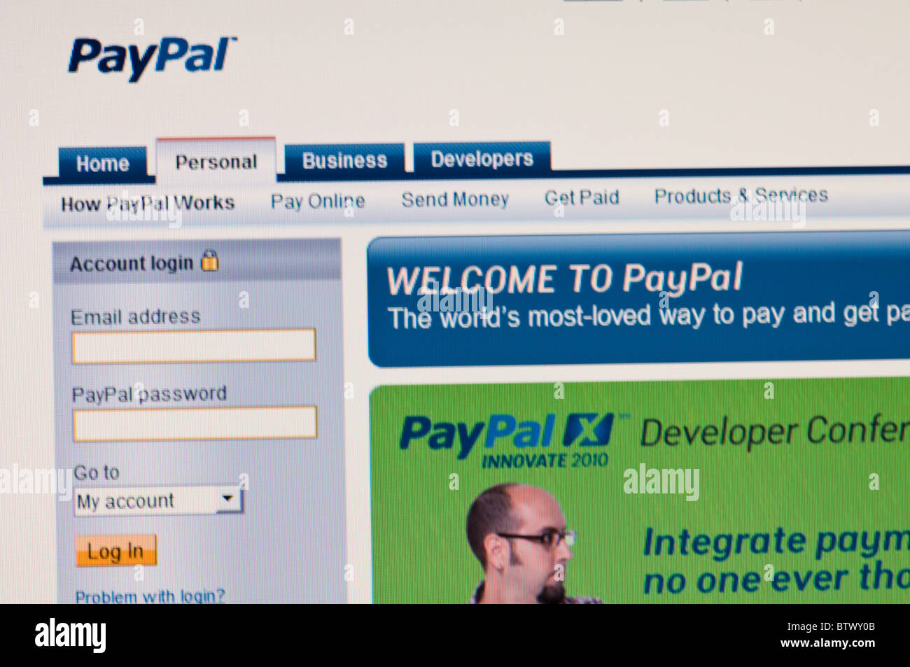 PayPal website screen shot Stock Photo - Alamy