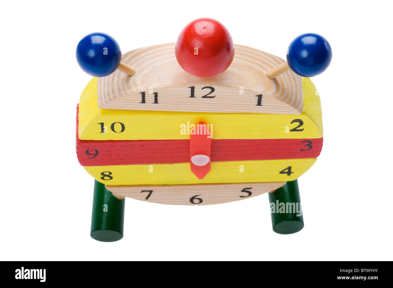 object on white - clock toy close up Stock Photo - Alamy
