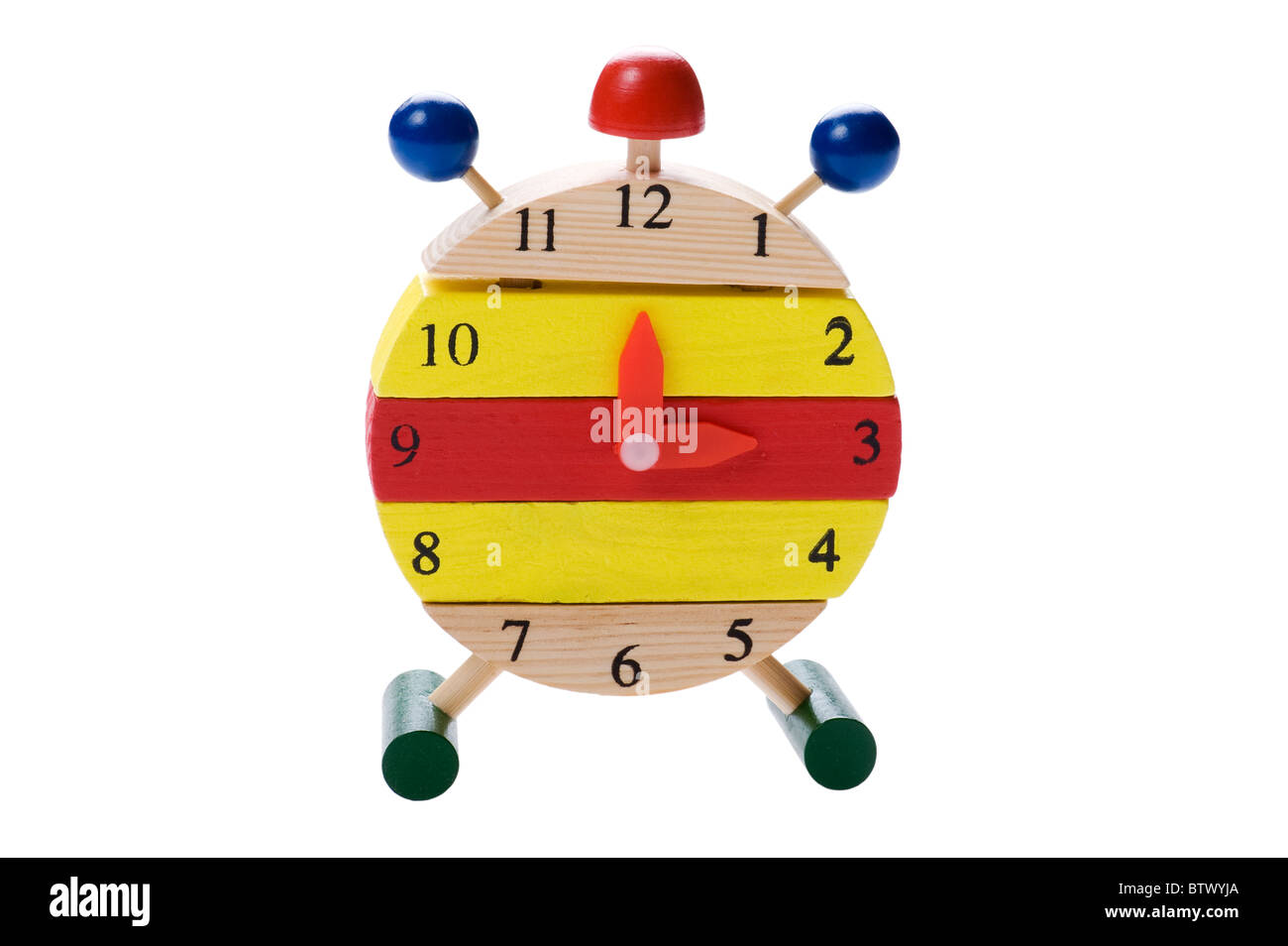 object on white - clock toy close up Stock Photo - Alamy