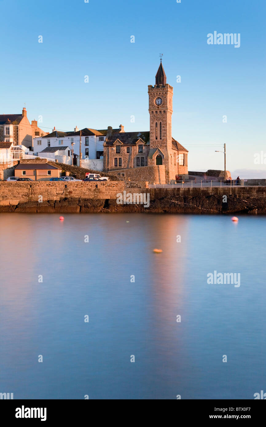 Porthleven harbour and clock tower; Cornwall Stock Photo - Alamy