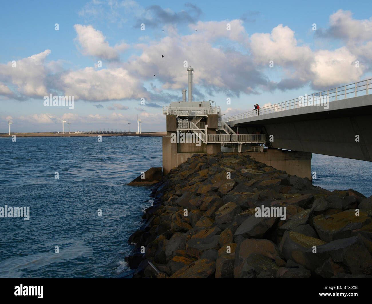 Oosterschelde moveable storm barrier in Zeeland, the Netherlands, with ...