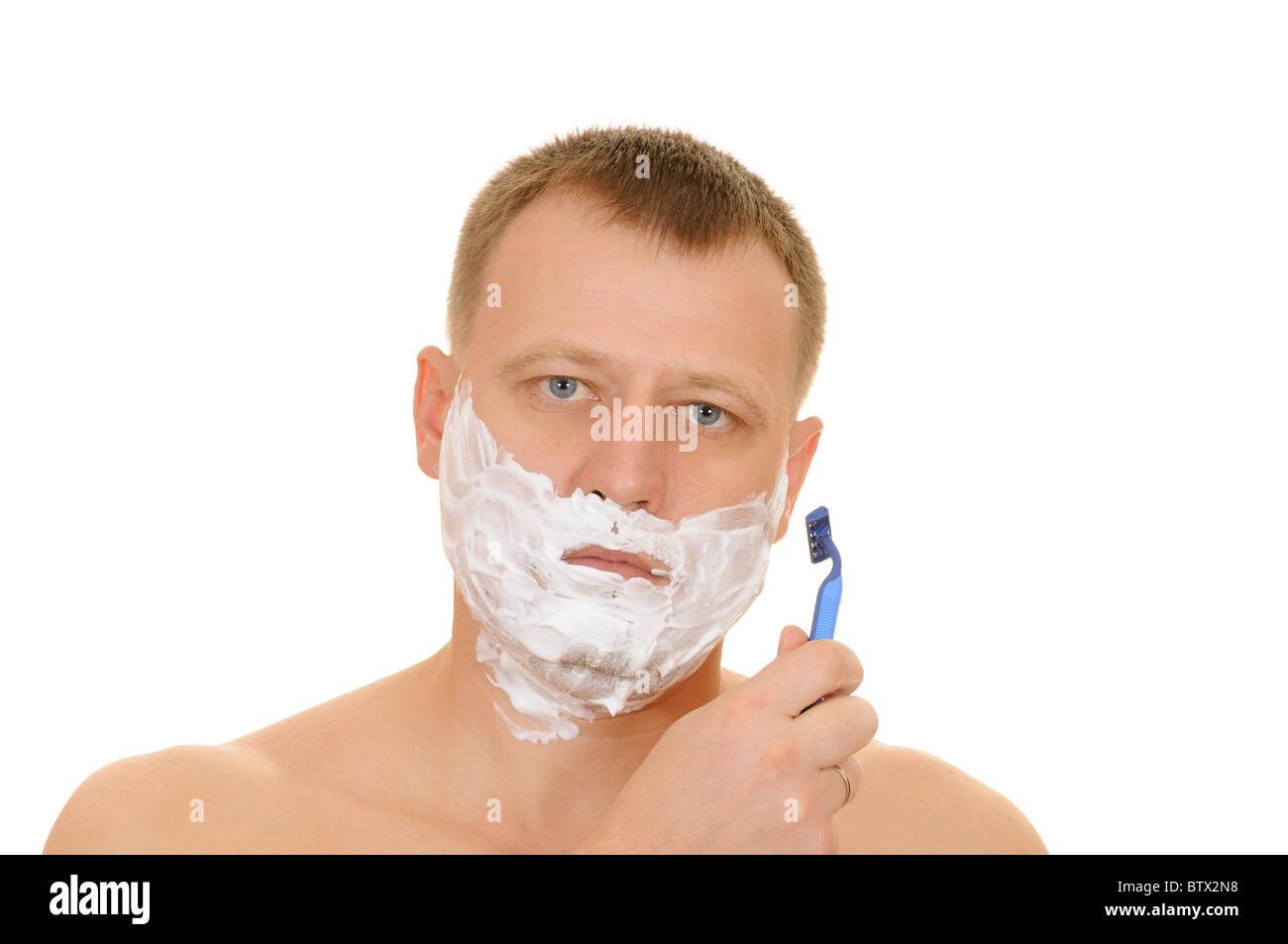 Adult man shaving foam Cut Out Stock Images & Pictures - Alamy