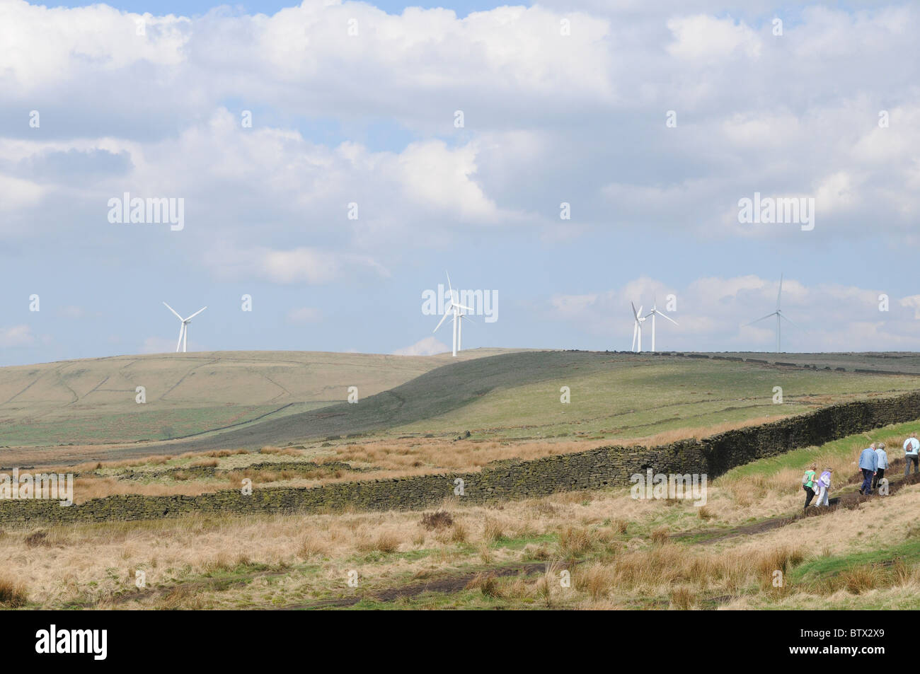 Wind Turbines operating on Scout Moor wind farm Lancashire Stock Photo ...