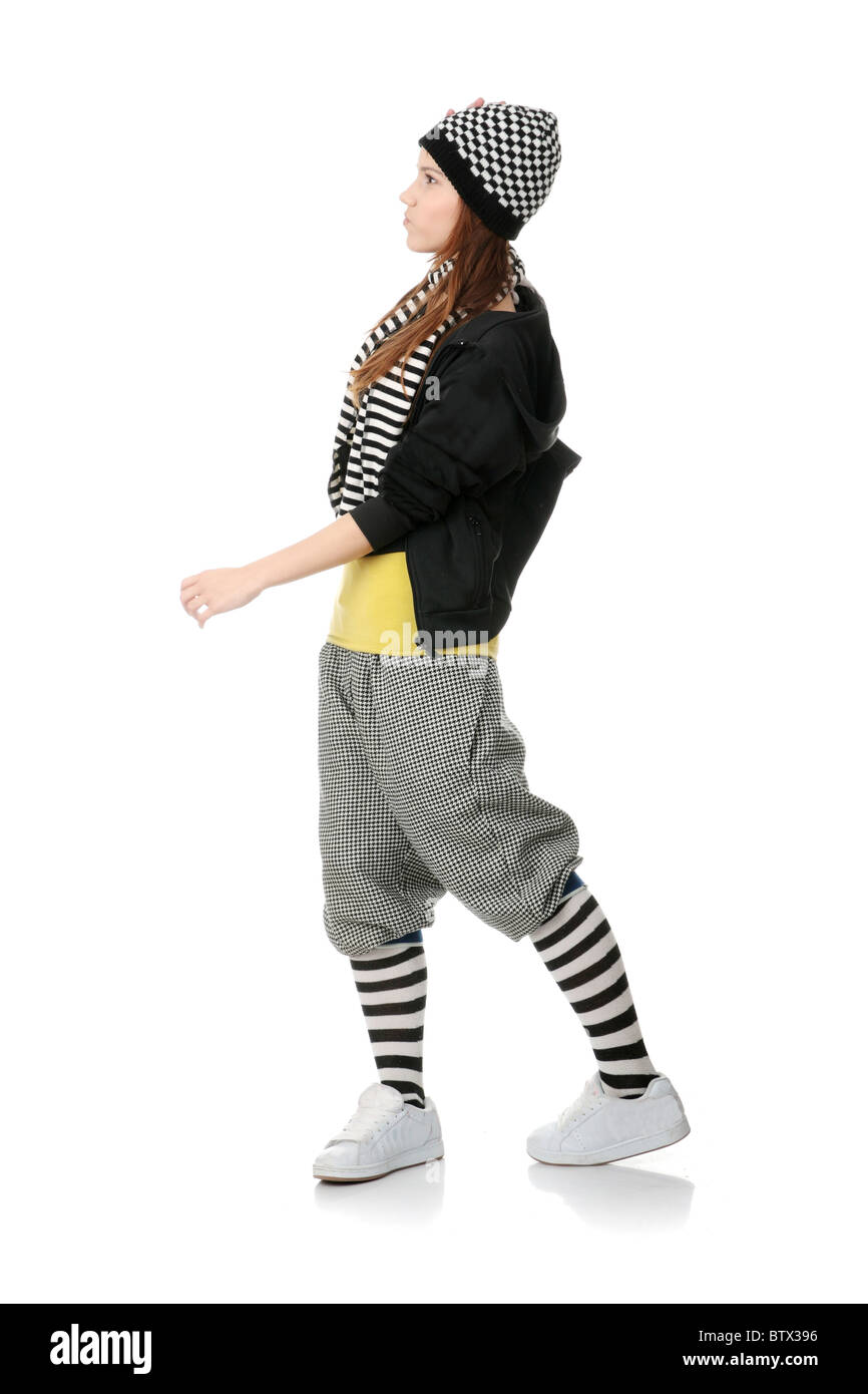 Young funky dancer, isolated on white background Stock Photo - Alamy
