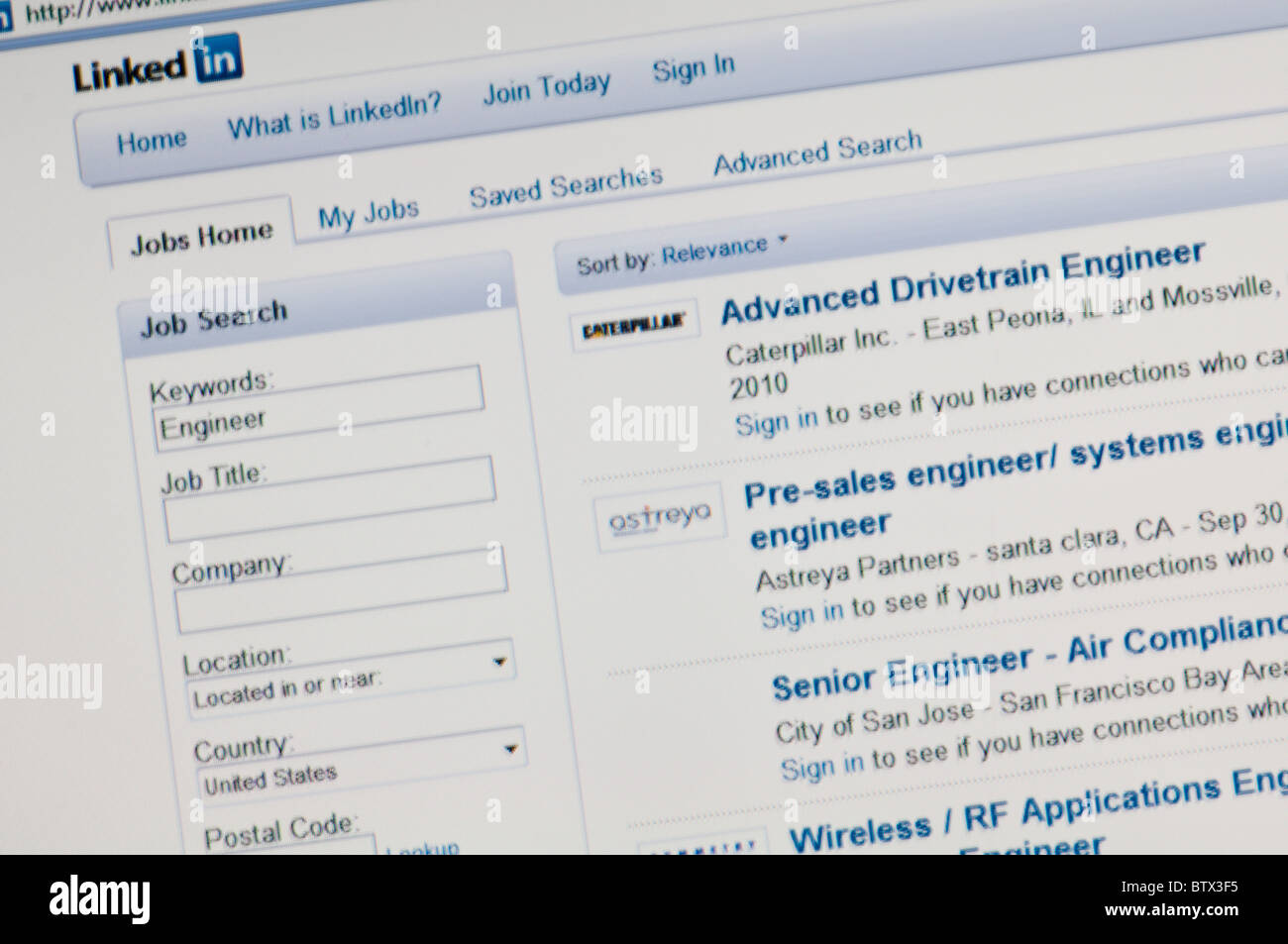 Linkedin website screen shot Stock Photo - Alamy