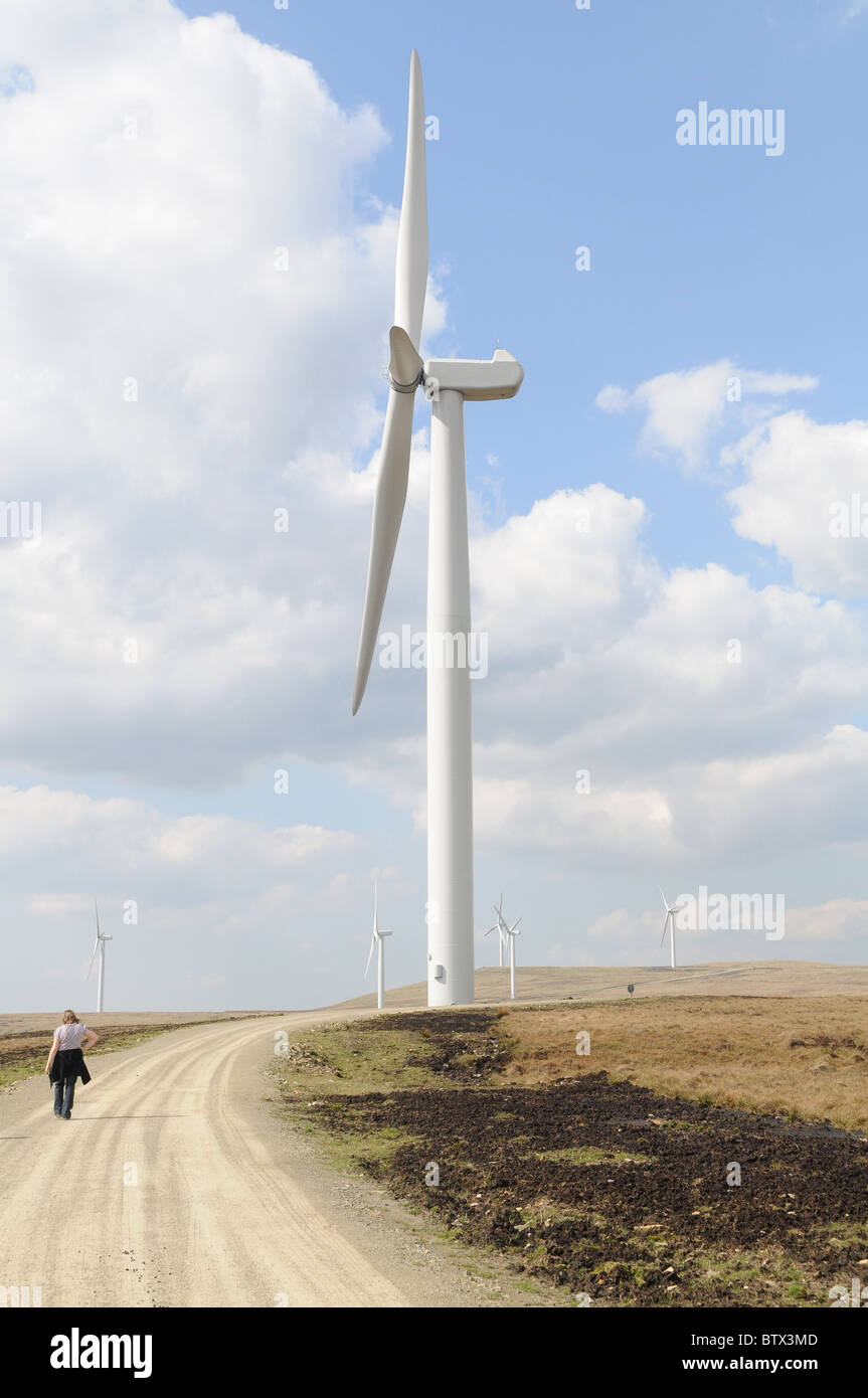 Wind Turbines operating on Scout Moor wind farm Lancashire Stock Photo ...