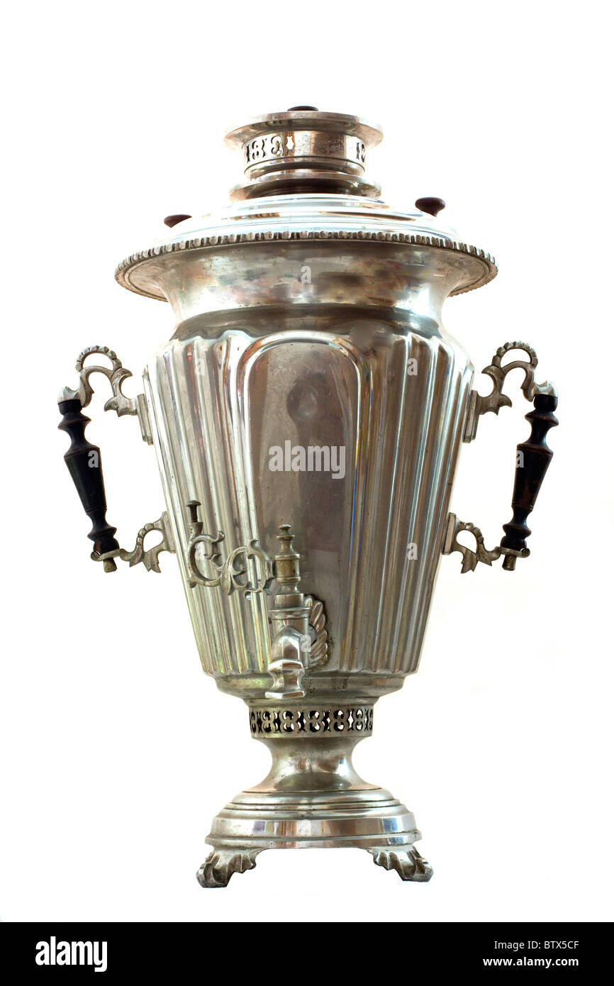 old russian tea samovar isolated Stock Photo - Alamy